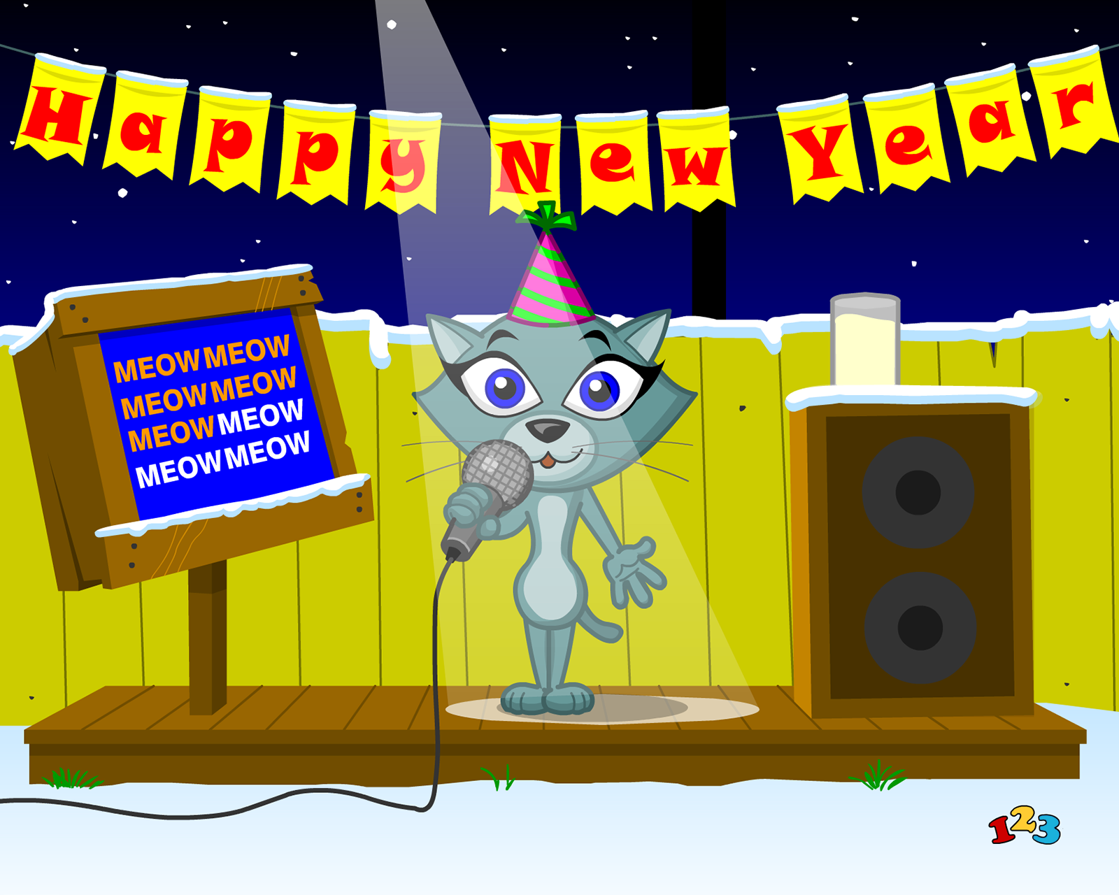 Karaoke - New Year - send free eCards from 123cards.com