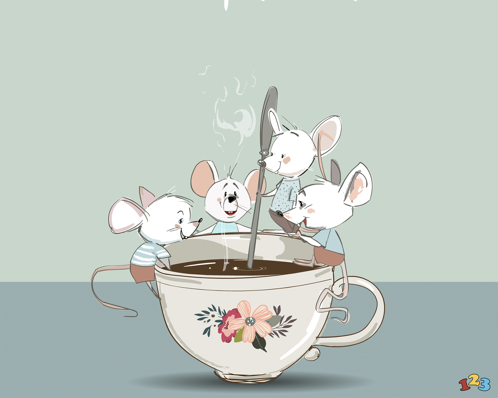 Four playful mice - Thinking of You - send free eCards from 123cards.com