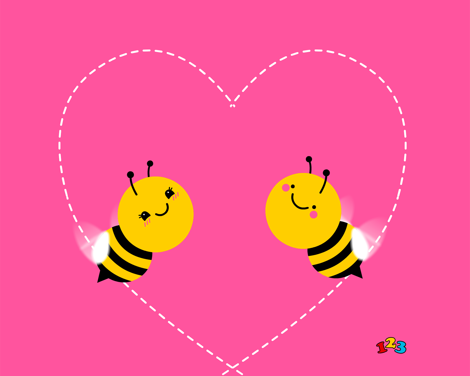 Two bees - Valentine's Day - send free eCards from 123cards.com